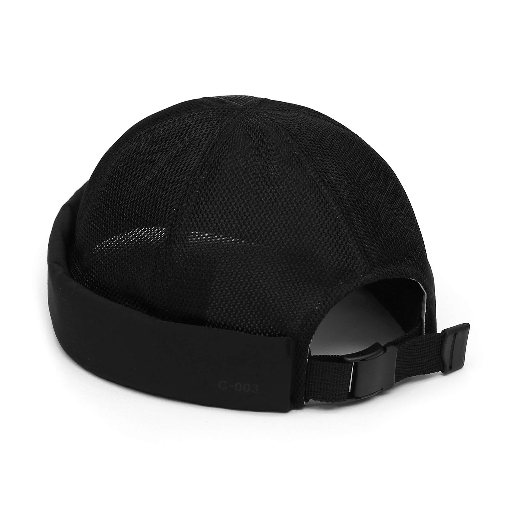 UNDERCONTROL Colorful Brimless Sailor Fisherman Leon Nylon Supplex UPF 40 Hat Rolled Cuff No Visor Skull Docker Beanie Cap (Black)