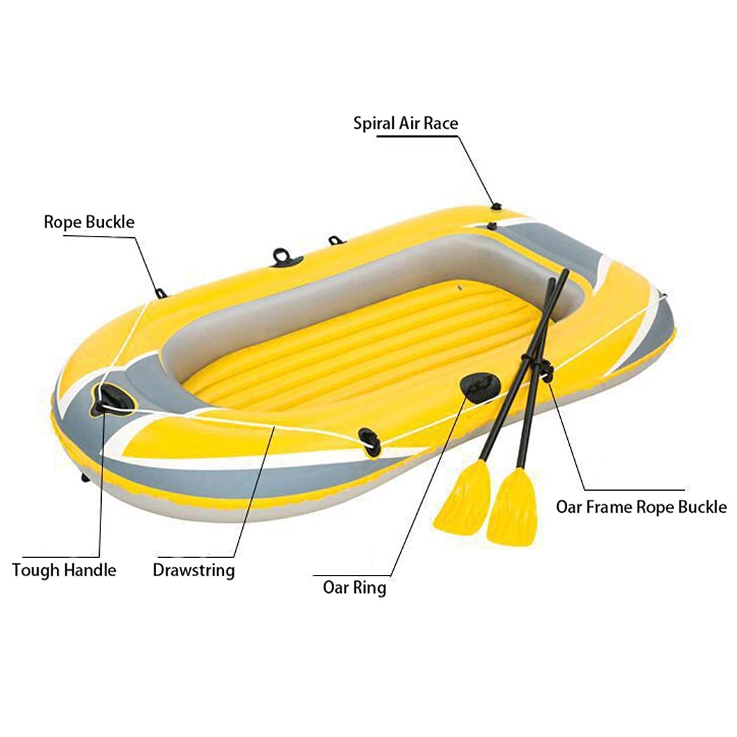 WSHZ Tandem Kayak, 7 FT Raft Inflatable Kayak,with 46-Inch Oars and Air Pump Kayak Inflatable Set,for Angler, Includes Paddle, Hard Mounting Points, Bungee Storage
