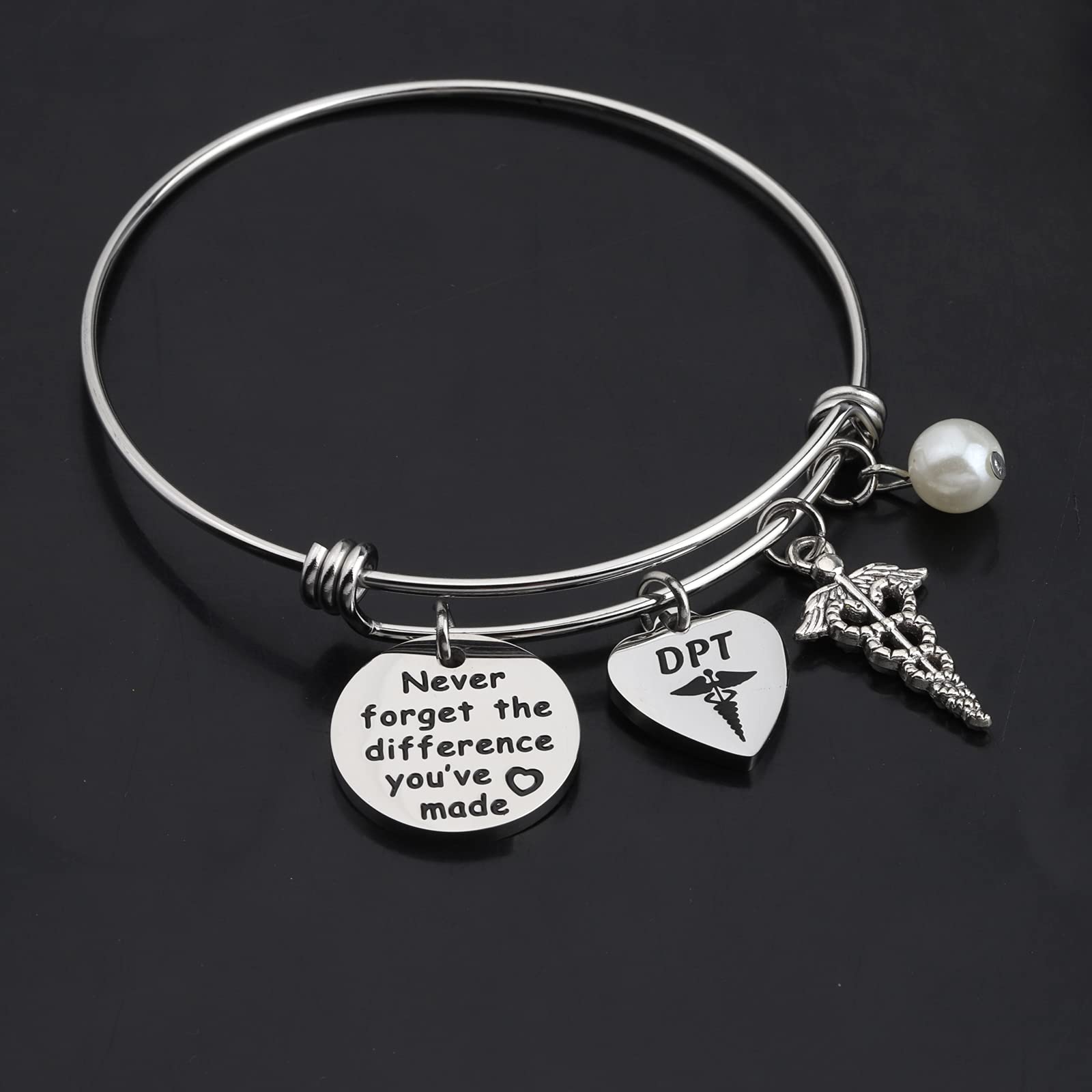 WSNANG DPT Bracelet Doctor of Physical Therapy Graduation Gift Never Forget The Difference You've Made DPT Graduate Gift (DPT Difference BR)