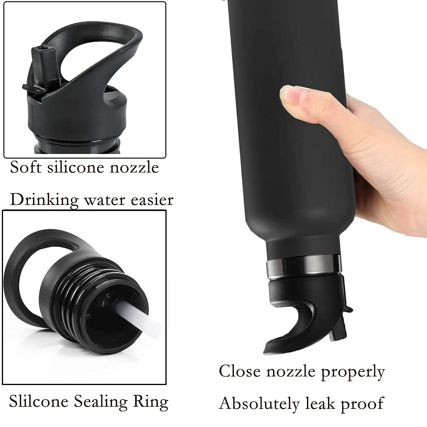 XACIOA Straw Lid Compatible for Hydro Flask Standard Mouth Bottle & Simple Modern Narrow Bottle, Compatible with Hydroflask 18 21 24oz Bottle,with Straws + Brushs +Carabiner