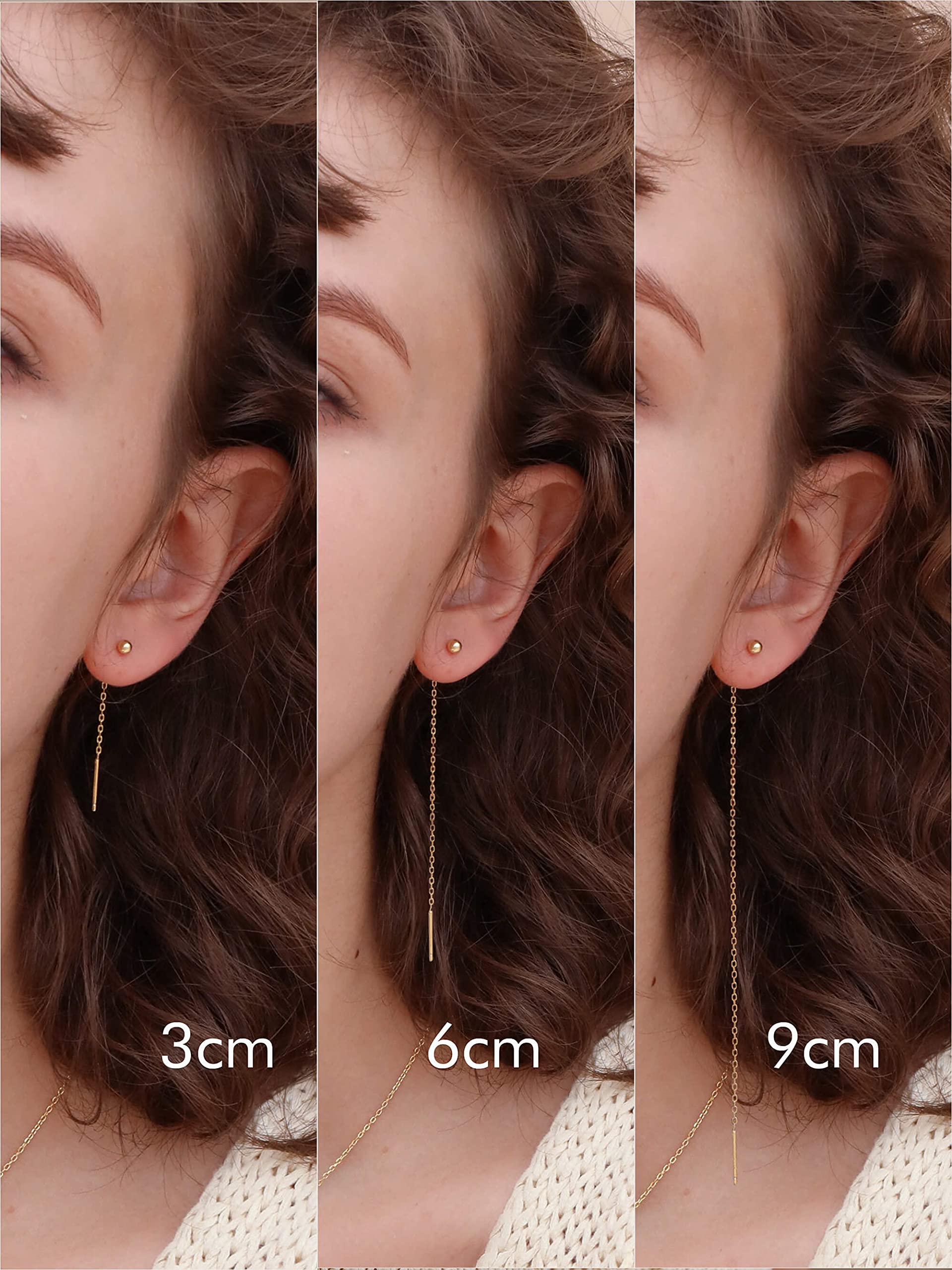 S.Leaf Threader Earrings for Women Threader Earrings Sterling Silver Chain Earrings Tassel Earrings Gold Earrings for Women 3cm