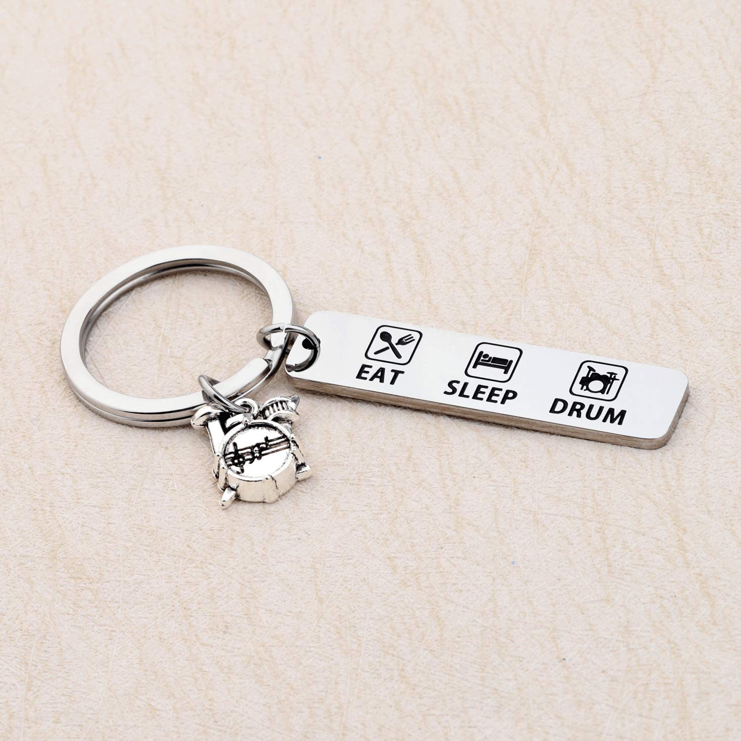 WSNANG Drummer Gift Eat Sleep Drum Keychain Drum Player Band Gift Drum Kit Gift Percussion Jewelry Musician Gift (Drum Keychain)