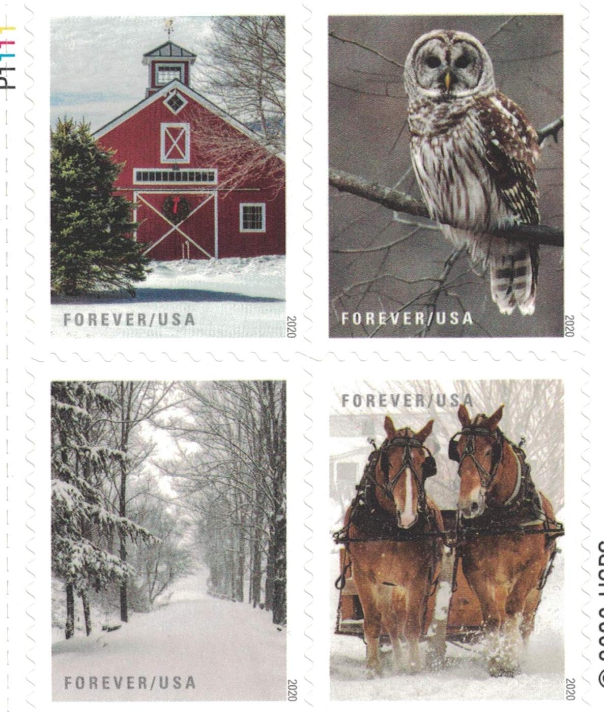 USPS Forever Stamps Winter Scenes - Book of 20 Postage Stamps
