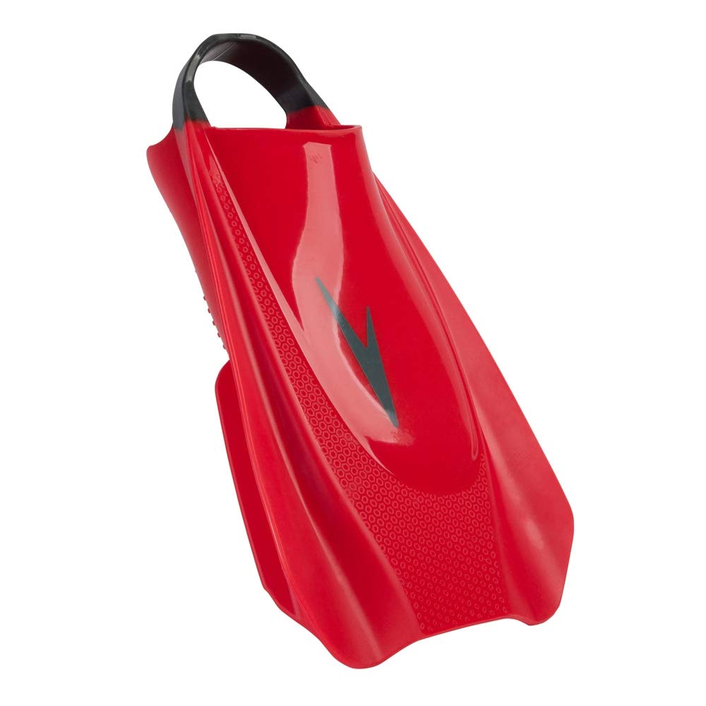 Speedo Unisex Adult Fury Training Fin for Swimming Training Fin, Lava Red/Chill Blue/Grey, 11-12