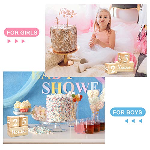 WILLBOND Blocks Baby Monthly Milestone Blocks Baby Age Photo Blocks and Keepsake Photography Nursery Decor (Gender Neutral)