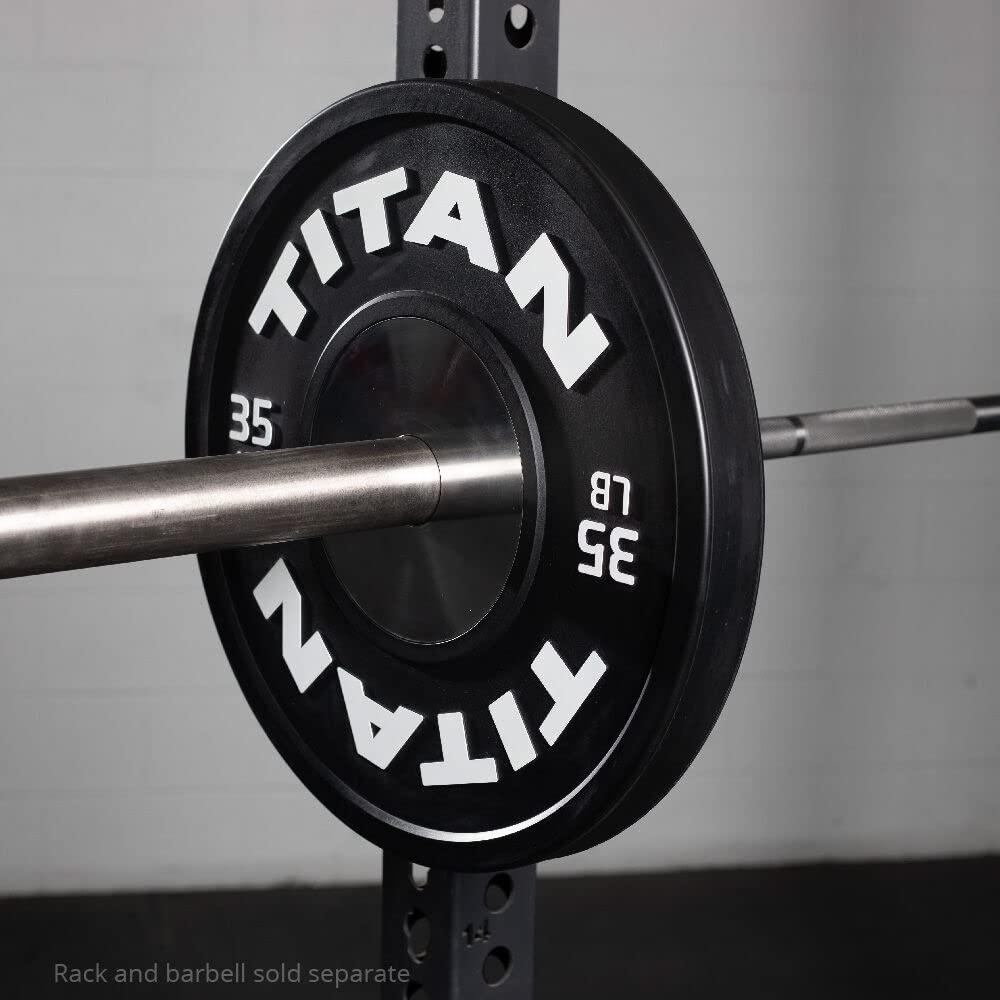 Titan Fitness 35 LB Black Elite Olympic Bumper Plate, Competition Weight Plates, Rubber with Steel Hub Insert, Sold Individually, For Olympic Weightlifting and Cross-Training Workouts