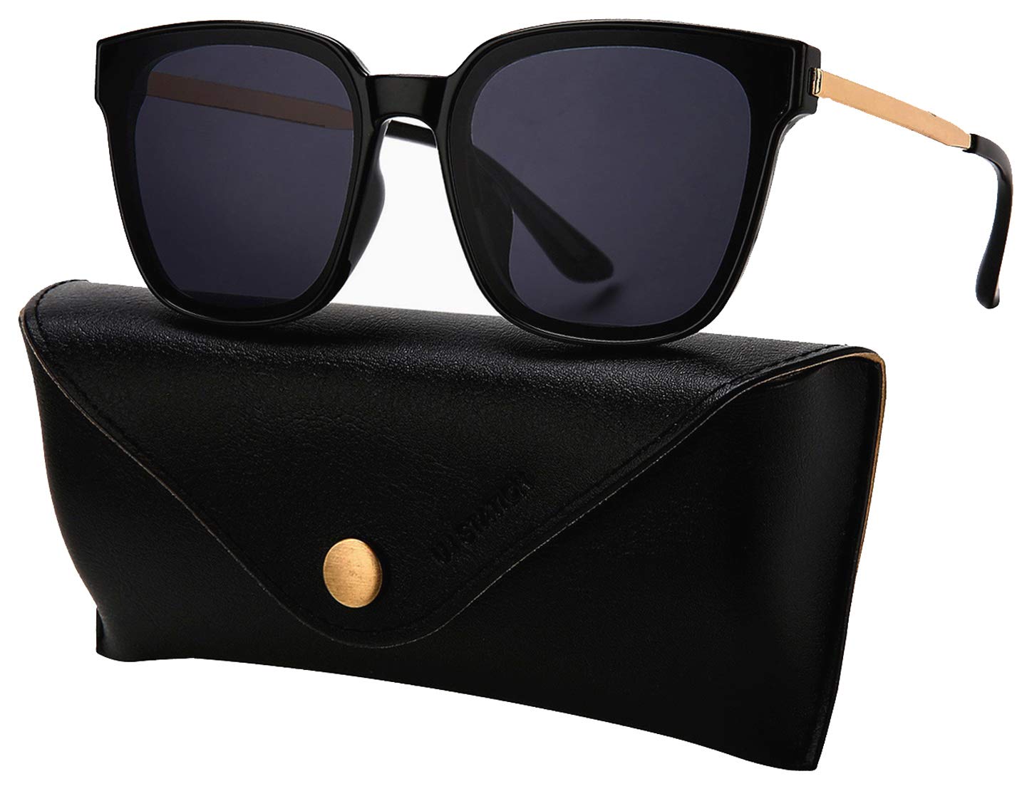 U.I STATION Square Sunglasses Womens Mens Oversized Mirrored lens U886 (BLACK)