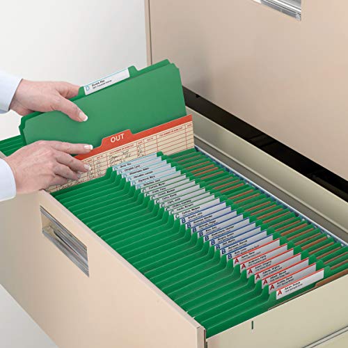 Smead Pressboard Classification File Folder with SafeSHIELD Fasteners, 2 Pocket Dividers, 2" Expansion, Letter Size, Green, 10 per Box (14083)