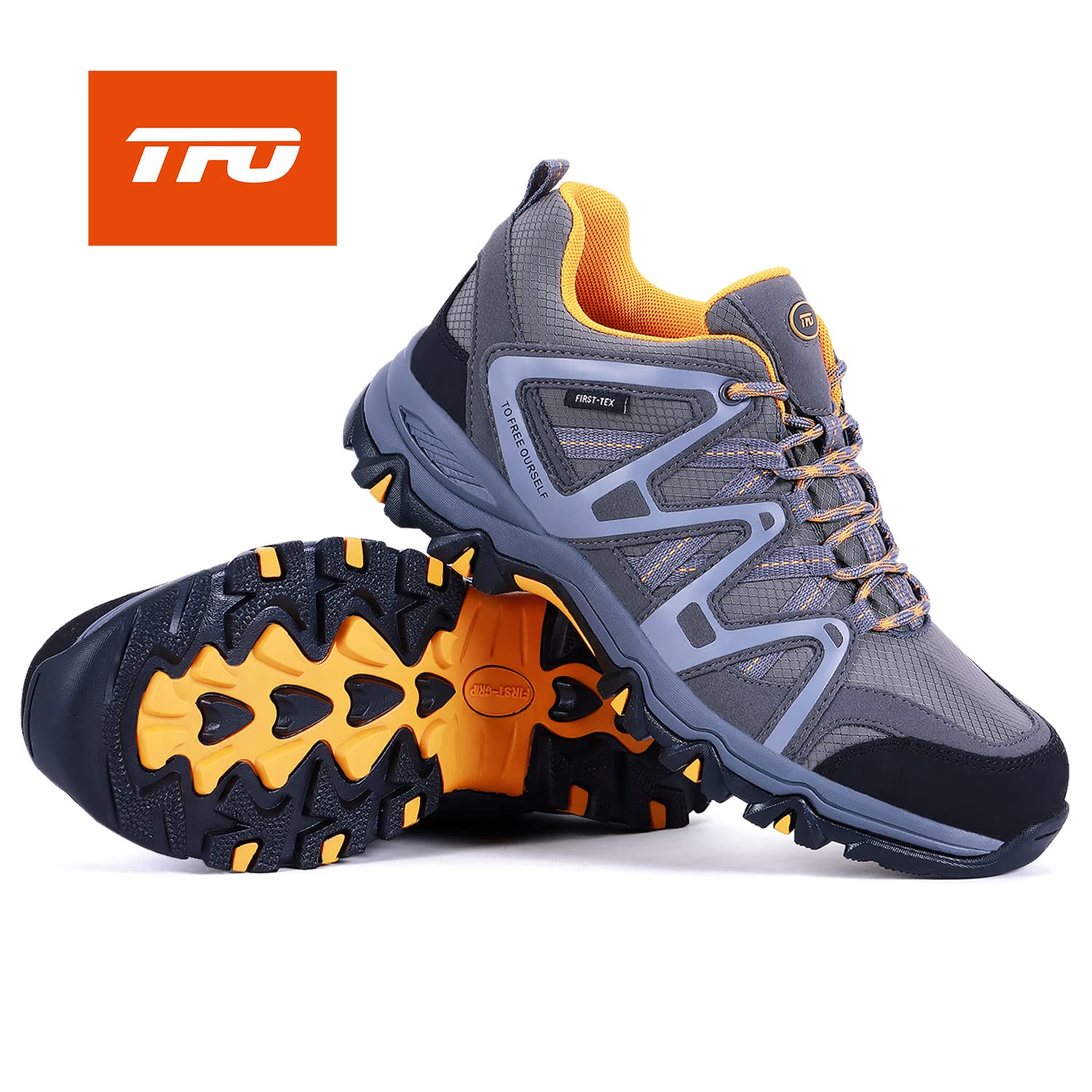 TFO Hiking Shoes Men Waterproof Air Circulation Insole Ankle Support Non-Slip Lightweight for Outdoor Trekking Walking Grey