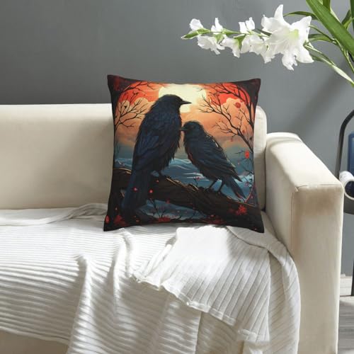 Throw Pillow Case Decorative Pillowcase Square Cushion Covers Couch Sofa Car Bedroom 18x18 Inch - Raven Moon Cool
