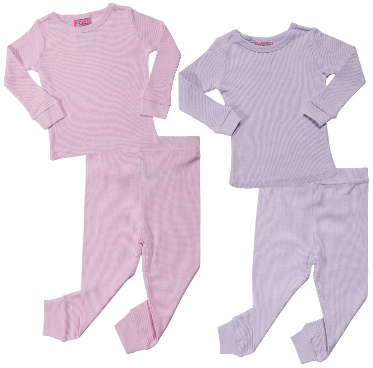 Sweet & Sassy Infant & Toddler Girls' 4-Piece Thermal Underwear Set, Size 3T, Medium Pink/Lavander