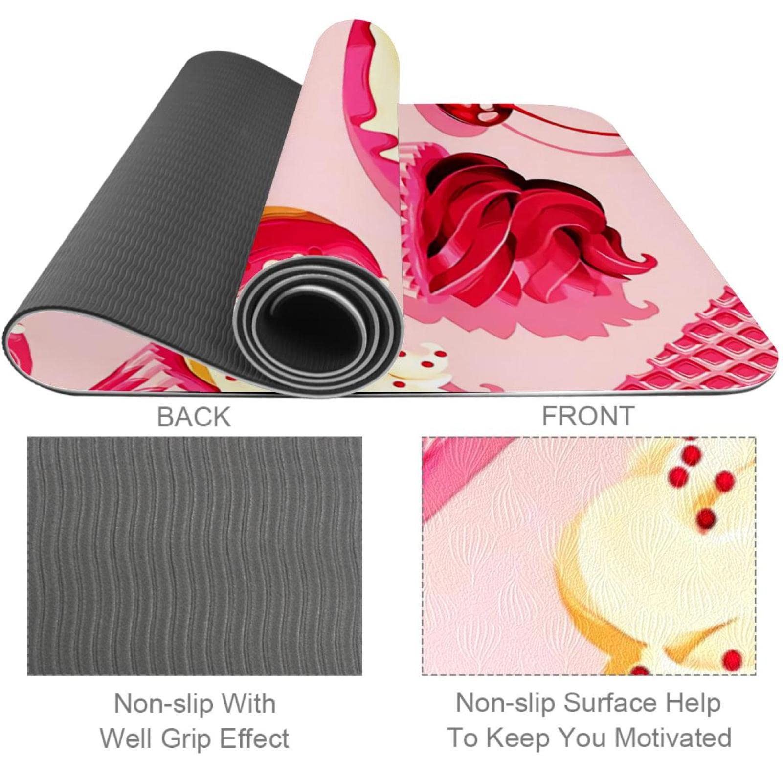 Yoga Mat, Yoga Mats for Home Workout, Workout Mat, Exercise Mats, Pilates Mat, Ice Cream Donut Gourmet