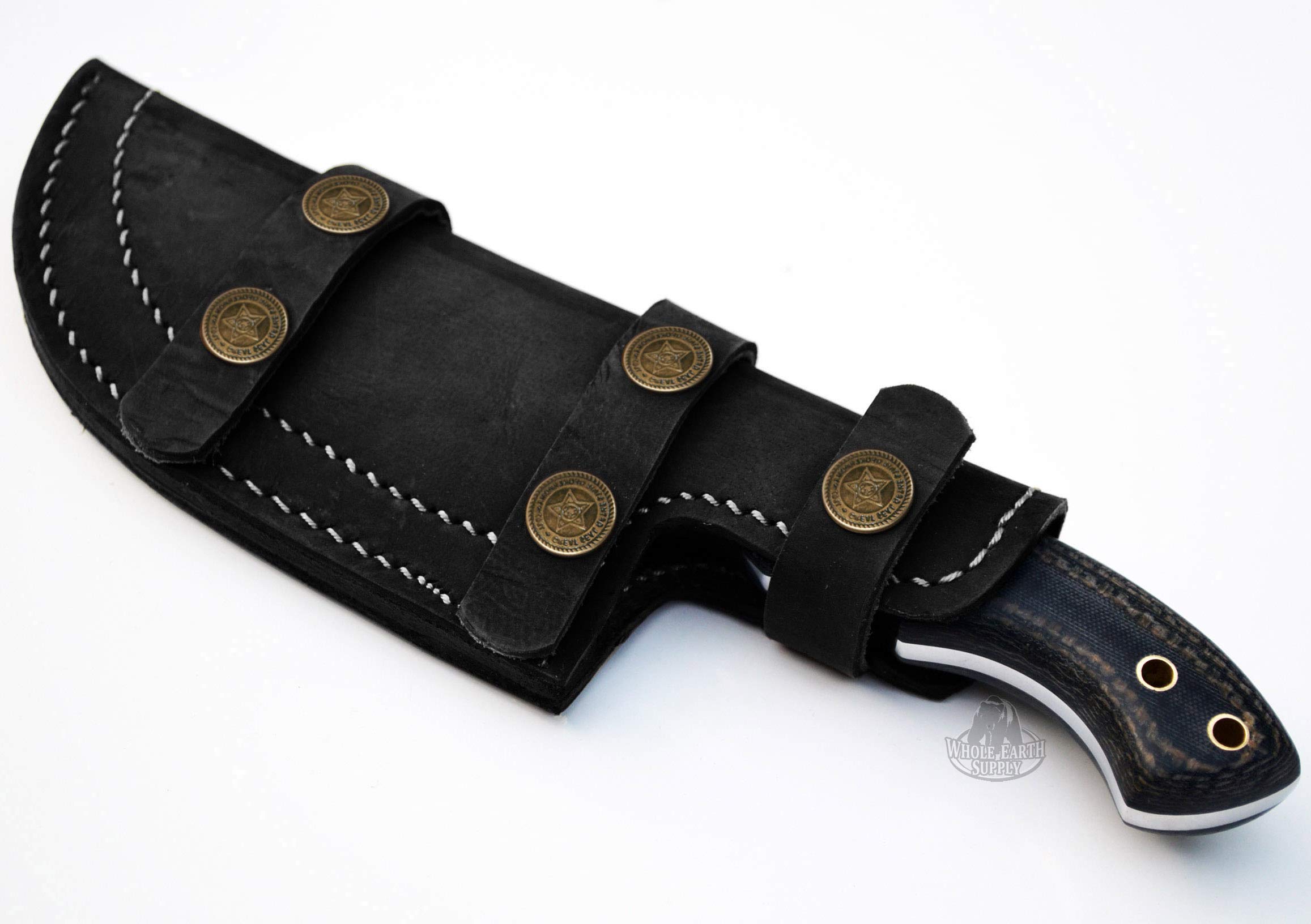 Whole Earth Supply Black Leather Tracker Sheath Fixed Blade Knife Hunting Skinning Blanks Knives