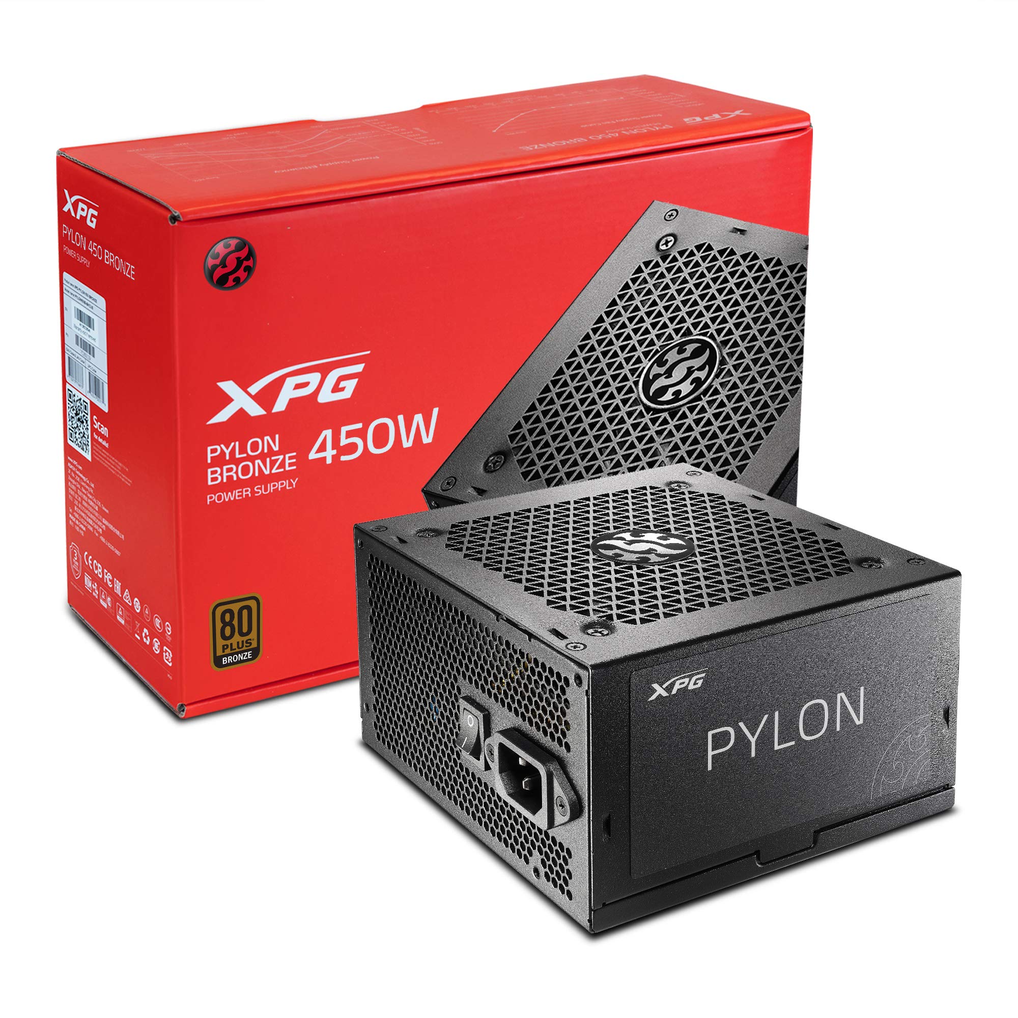 XPG Pylon 450W 80 Plus Bronze Certified 120mm Fluid Dynamic Bearing Fan Power Supply (PYLON450B-BKCUS)