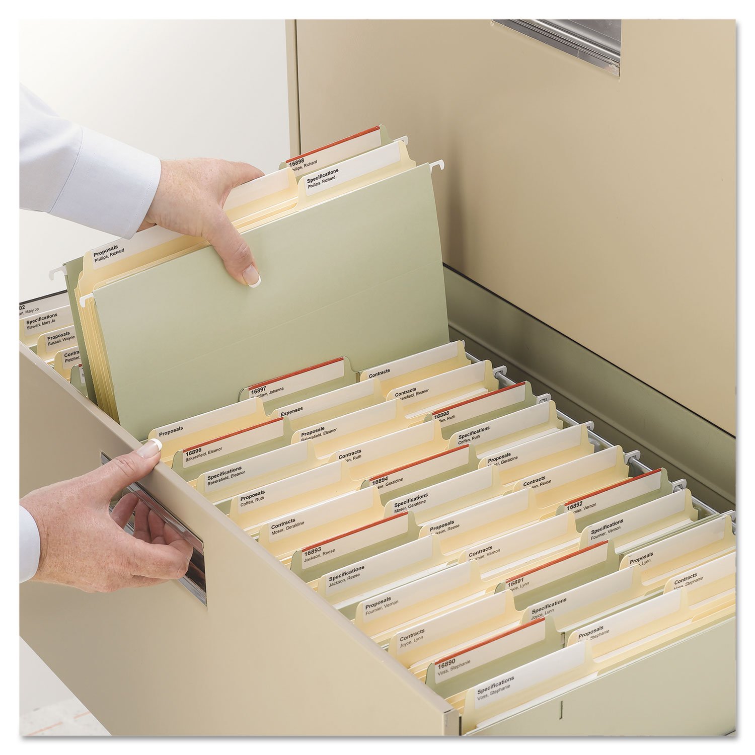 Smead SuperTabĀ® Fastener File Folder, 2 Fasteners, Oversized Reinforced 1/3- Cut Tab, Guide Height, Letter Size, Manila, 50 Each per Box (14535)