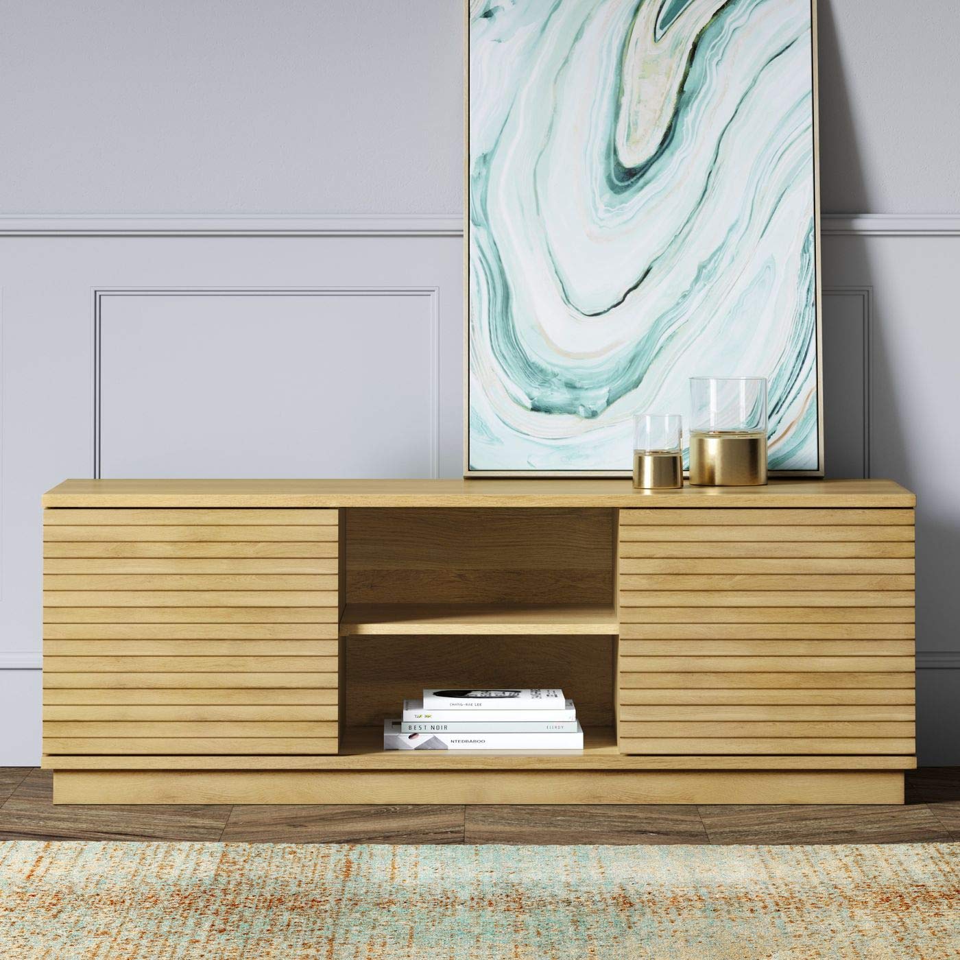 Project 62 Cliffmay Slat Media Stand Light Oak Brown