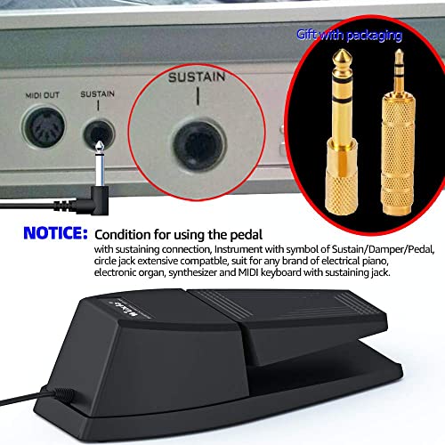 Wuxic new Sustain Pedal,Universal for Yamaha Casio Roland Korg Behringer Moo digital Piano and Midi Electronic keyboards