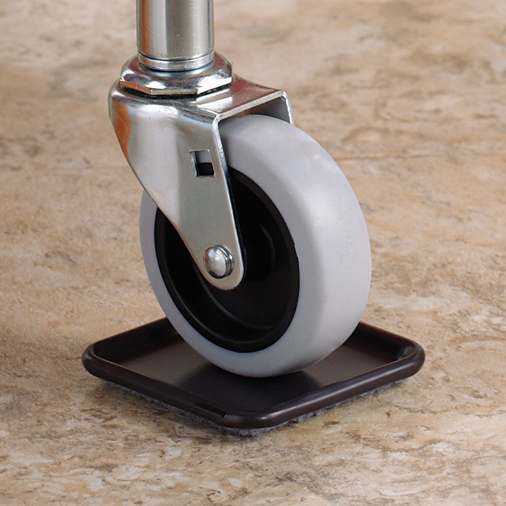 SoftTouch 2 1/2" Square Reusable Carpet Bottom Furniture Caster Cups to Protect Hardwood, Tile or Laminate Floors, Brown/Gray (12 Pack)