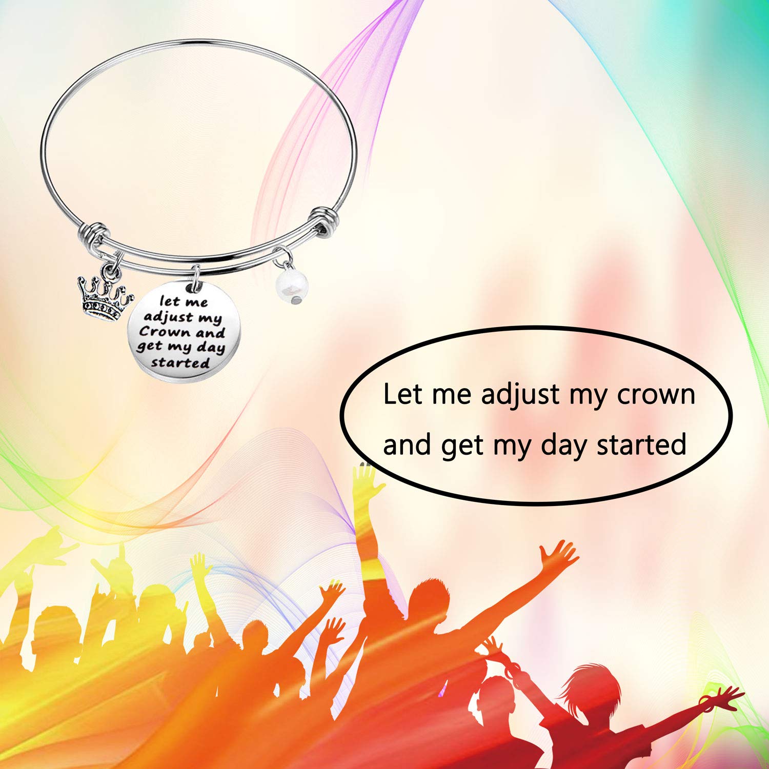 WUSUANED Princess Queen Bracelet Inspirational Bracelet Gift Let Me Adjust My Crown And Get My Day Started Inspirational Gift (let me adjust my crown)