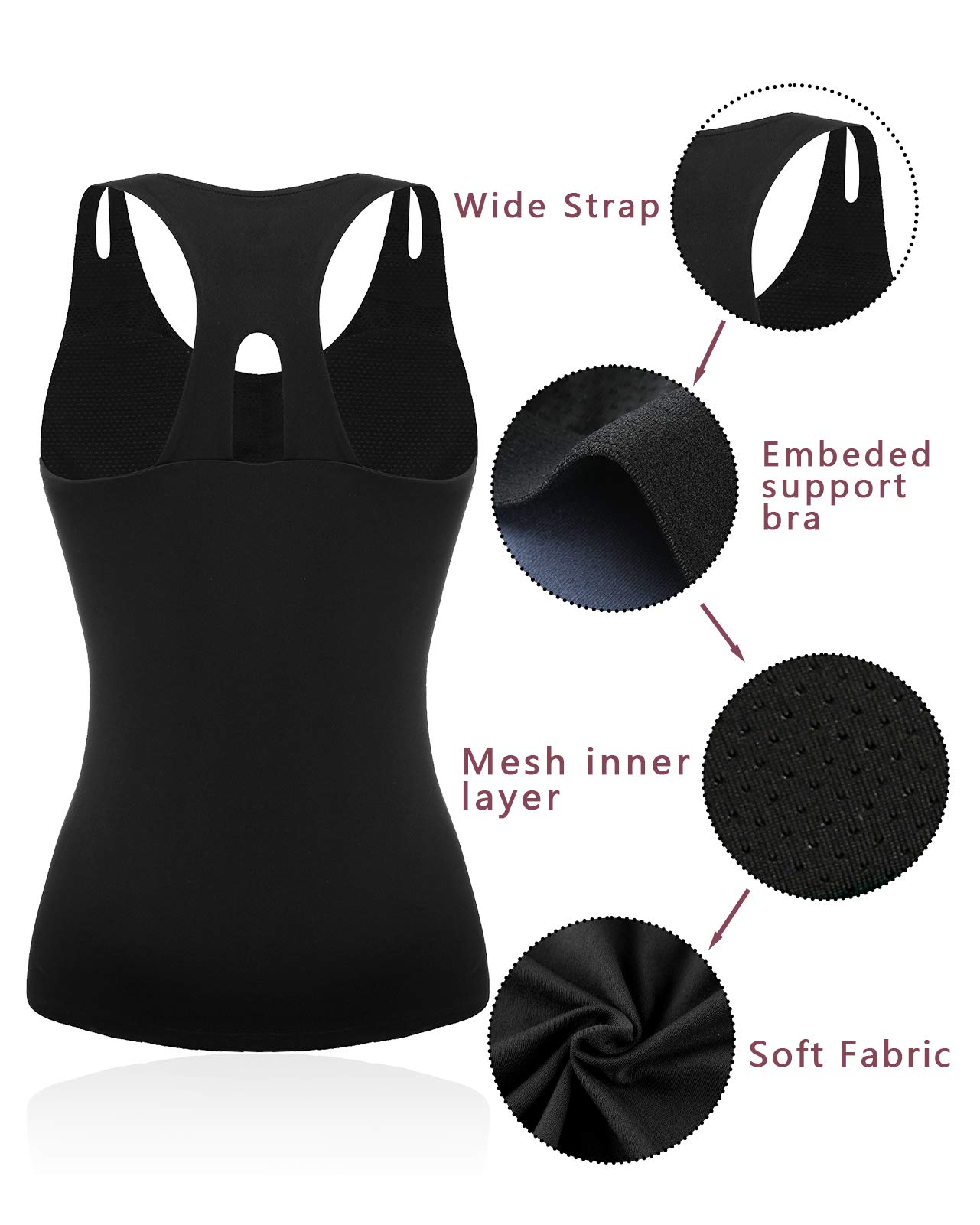 Workout Tops for Women with Built in Bra Athletic Yoga Tops Exercise Running Gym Shirts Lotus XL