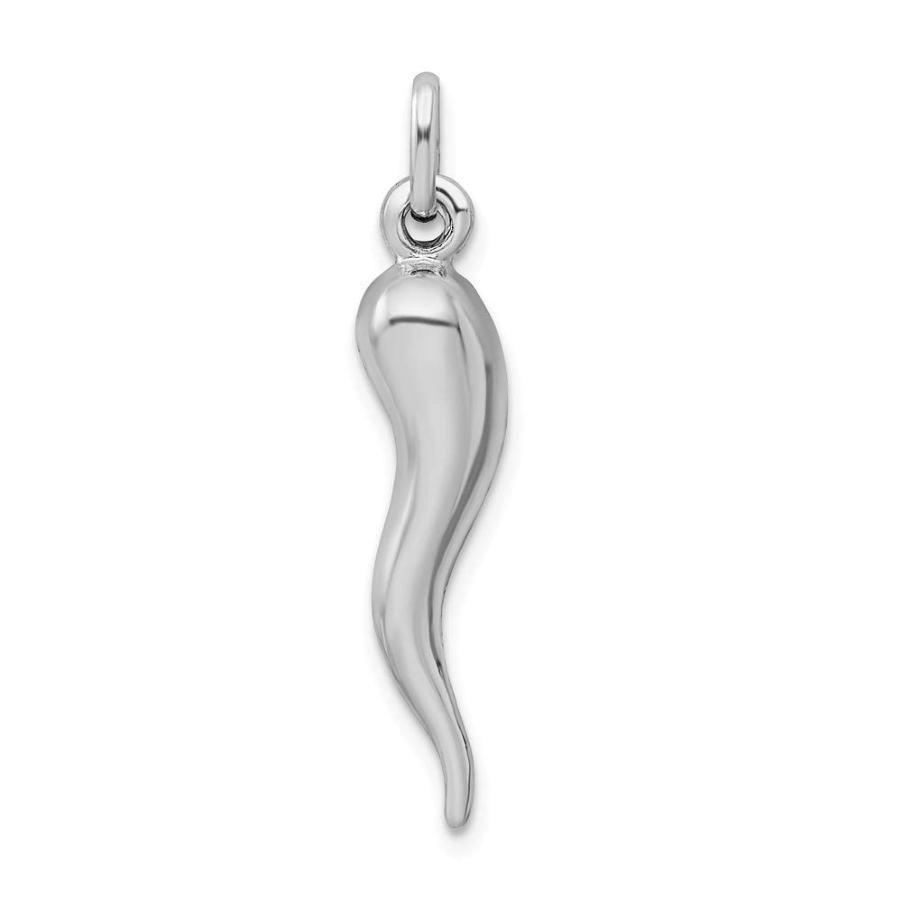 Sterling Silver Rhodium Plated Polished Italian Horn Charm Pendant