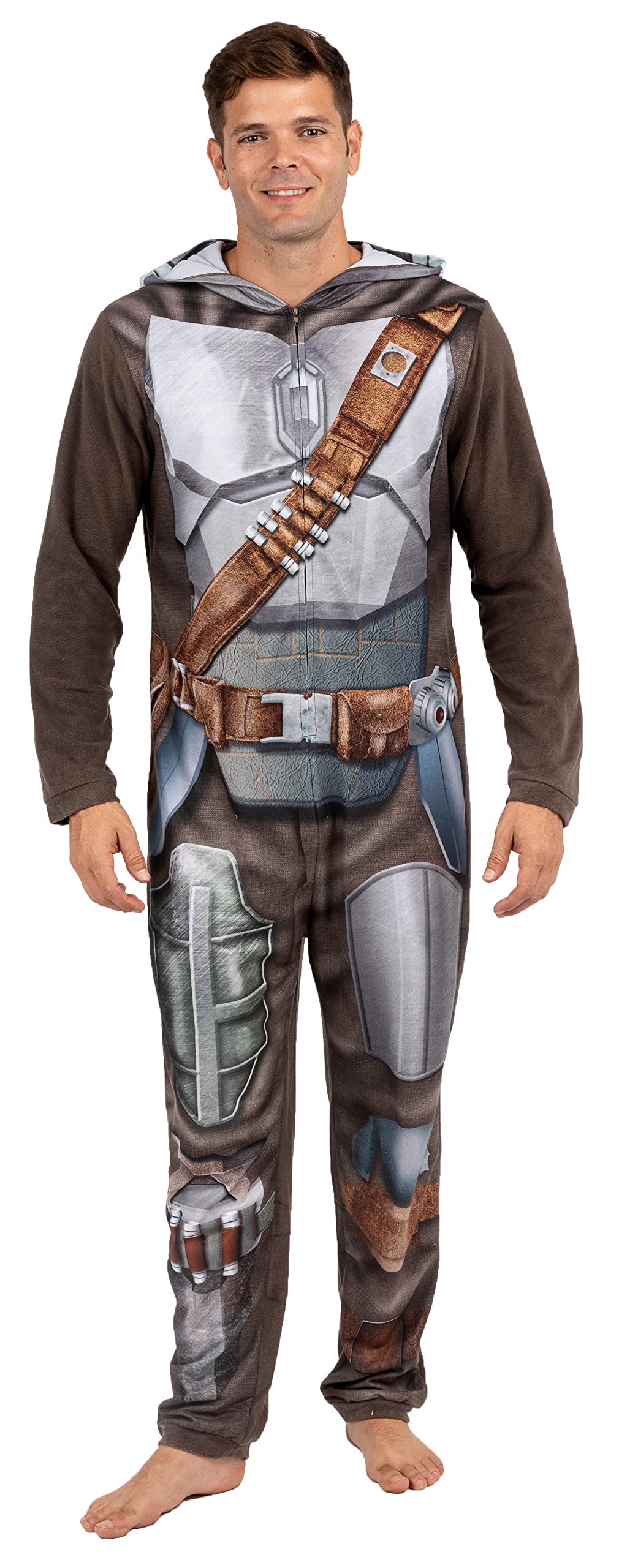 Star Wars Mandalorian and Grogu Men's Onesie Pajama Costume Union Suit, Mandalorian, Size Medium (UT043MBSM)