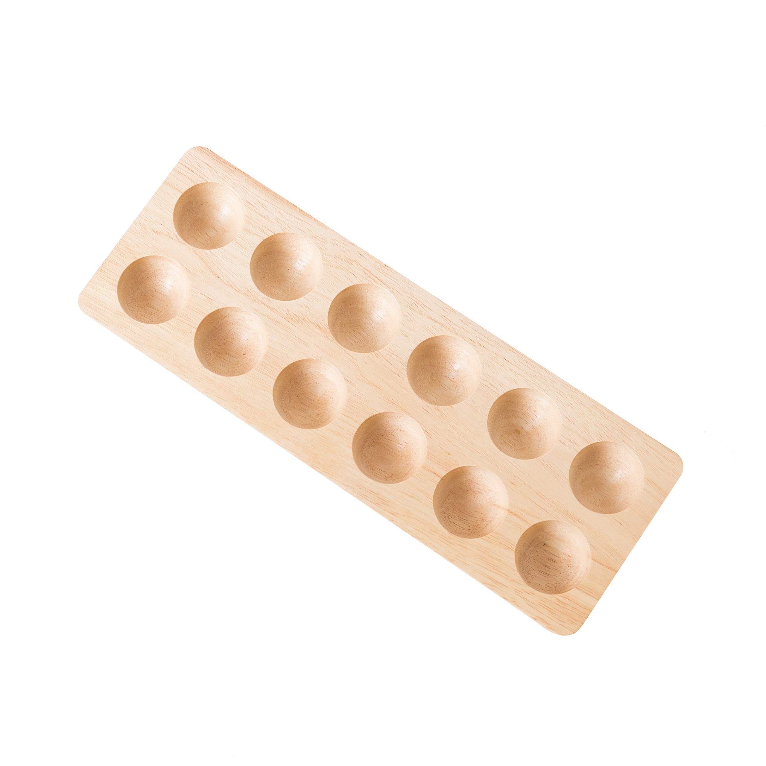 Wooden Egg Tray, Rubber Wooden Egg Holder, 12 Egg Holes for Display or Storage in Kitchen Refrigerator