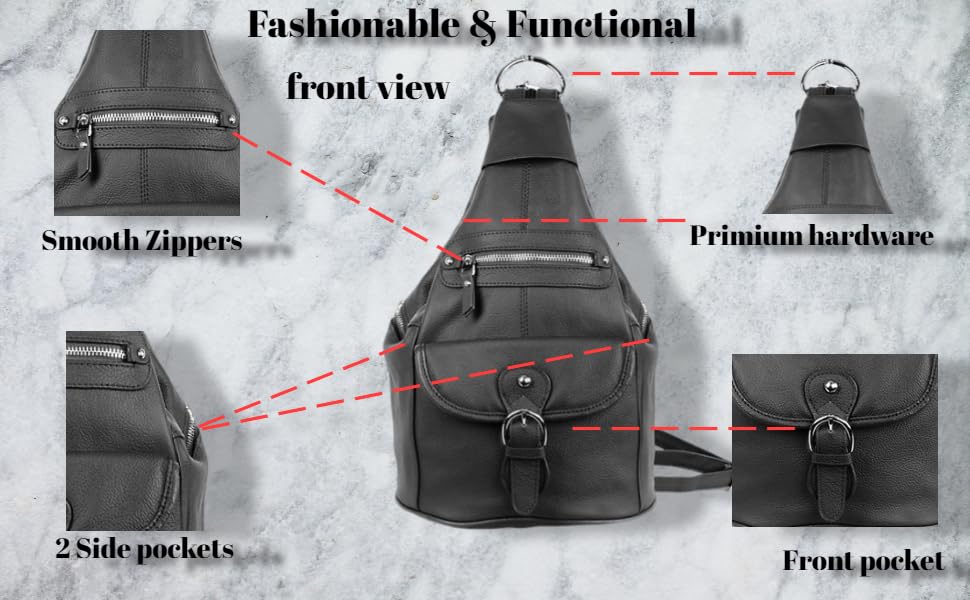 SILVERFEVER Women's Medium Backpacks Genuine Leather Backpack Purse Sling Organizer (Cffee Brown)