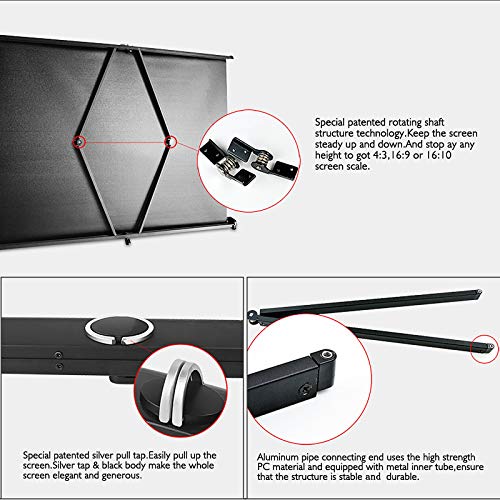 XDDCDH 50-inch Projector Screen 4:3 Tabletop Projection Screen Manual Pull Up Folding Projecting Screen Home Theater for DLP Projector