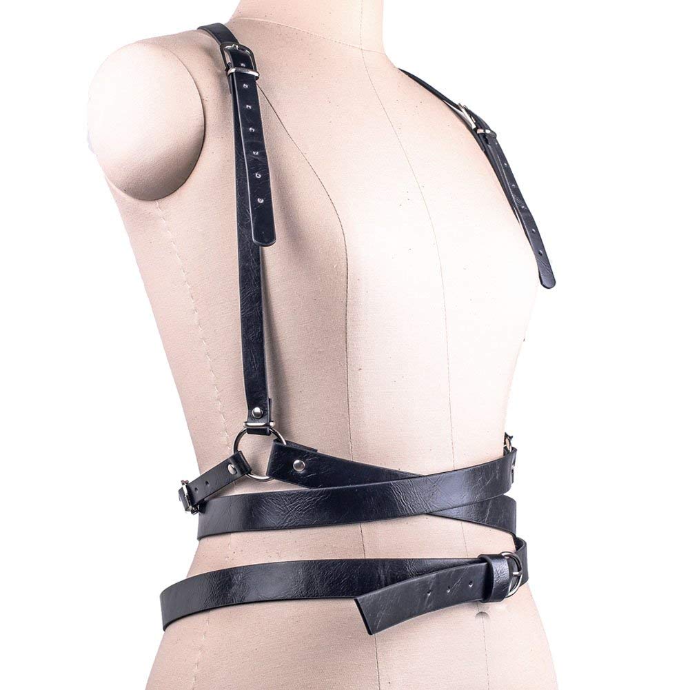 Wyenliz Women's Waist Belts Punk Harajuku Faux Leather Harness Straps Adjustable