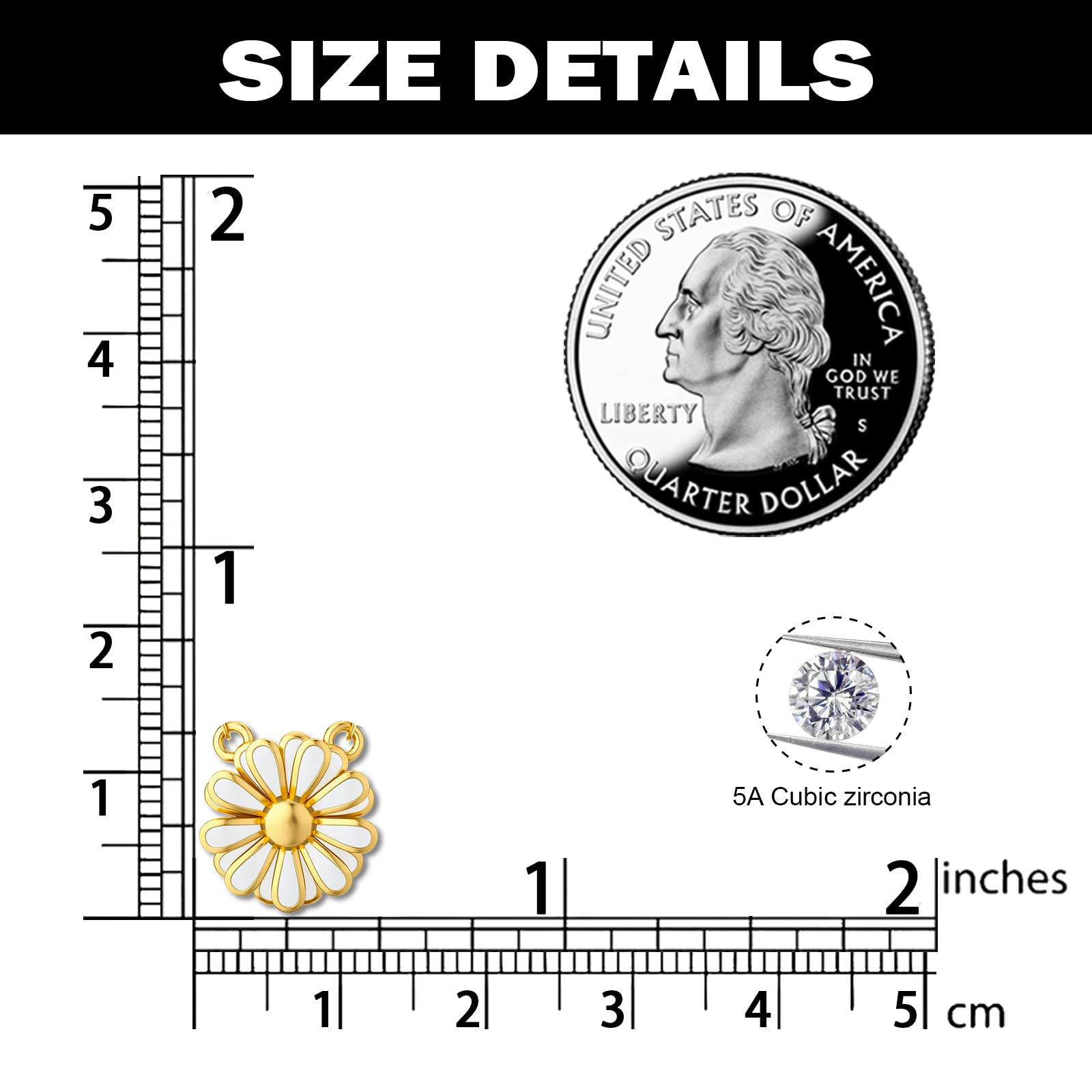WSX 14K Daisy Necklace for Women White Daisy charm Pendant for Her Fine Jewelry Birthday Gift, 16+1+1 inches