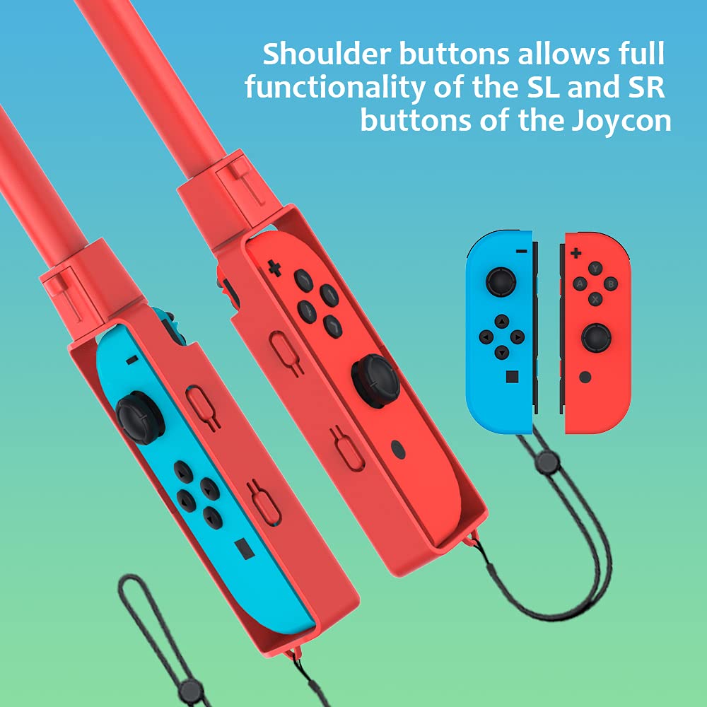 Uxilep Golf Club for Mario Golf: Super Rush - for Nintendo Switch Joy-con Accessories,Mini Golf Clubs Hand Grip Accessories with Wrist Strap for Joy Cons - 2 Pack (Red & Blue)