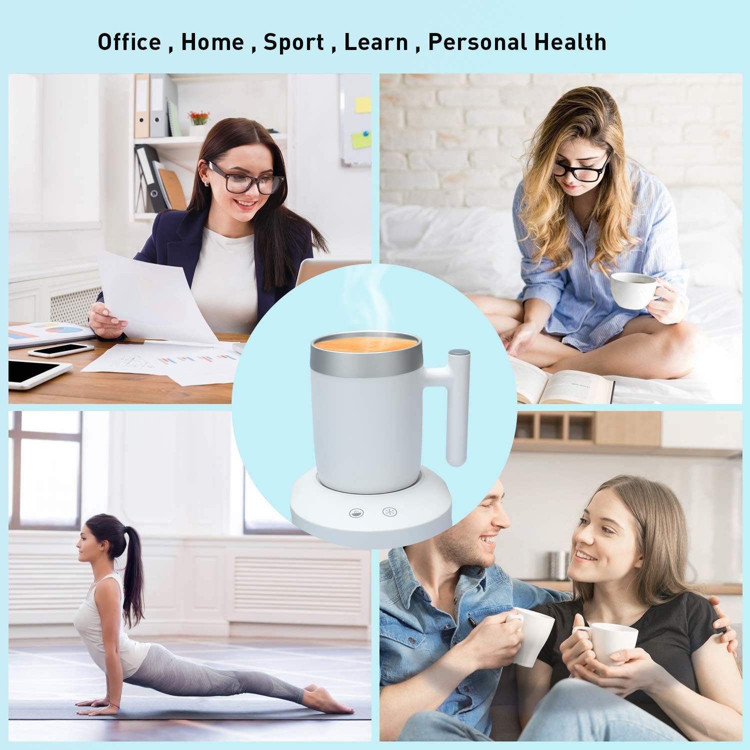 YEOSEN Coffee Mug Warmer and Cooler - 2 in 1 Beverage Warmer and Drink Cooler with Mug, Auto Shut Off Mug Cooler and Warmer for Office Desk Use (Up to 131F or 46F), White