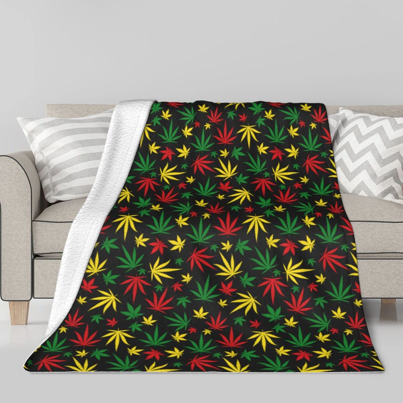 Weed Marijuana Smoker Fleece Throw Blankets King Size Bed Lamb Throw Blankets 50"X40" for Beding Boho