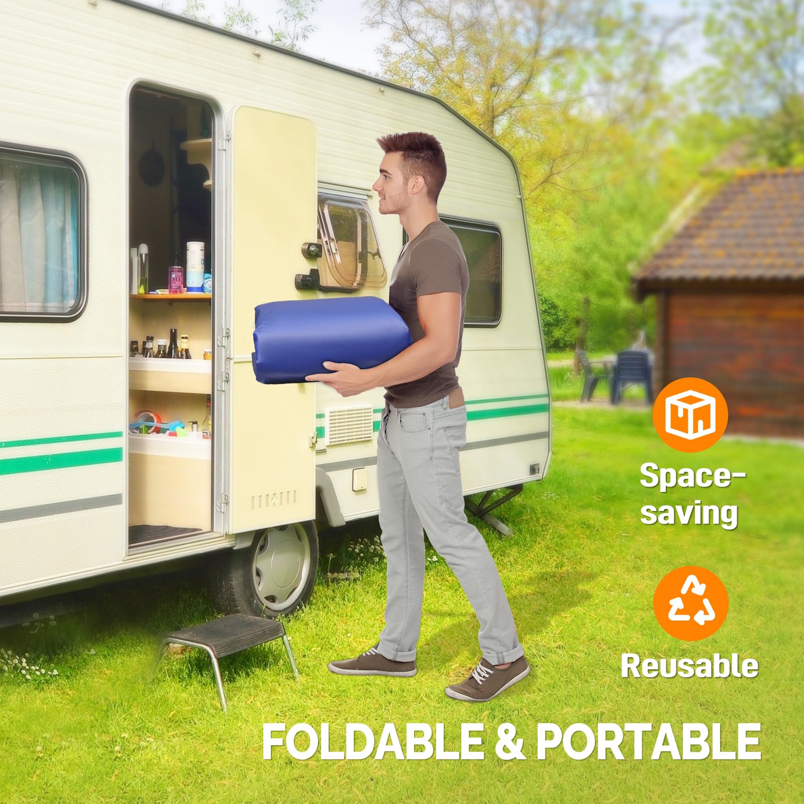 VINGLI 400L/100 Gallon Water Tank, Foldable Portable Water Bob, Large Capacity Soft Water Bladder Storage Containers,Water Bag, for Emergency Water, RV Camping, Garden