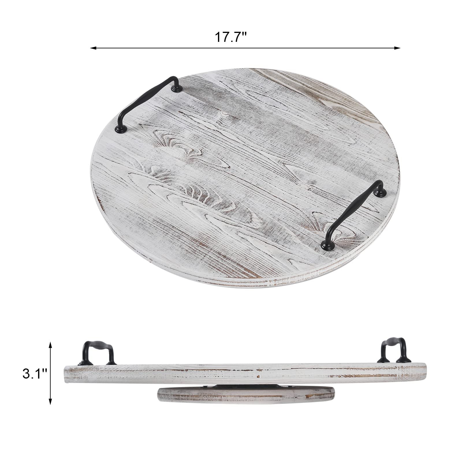 Wooden Lazy Susan for Table Turntable Organizer 18 Inch Large Lazy Susan Whitewashed Wood Serving Tray for Pantry Cabinet Countertop Round Spins Balanced Pine Spice Rack for Kitchen Essentials Storage