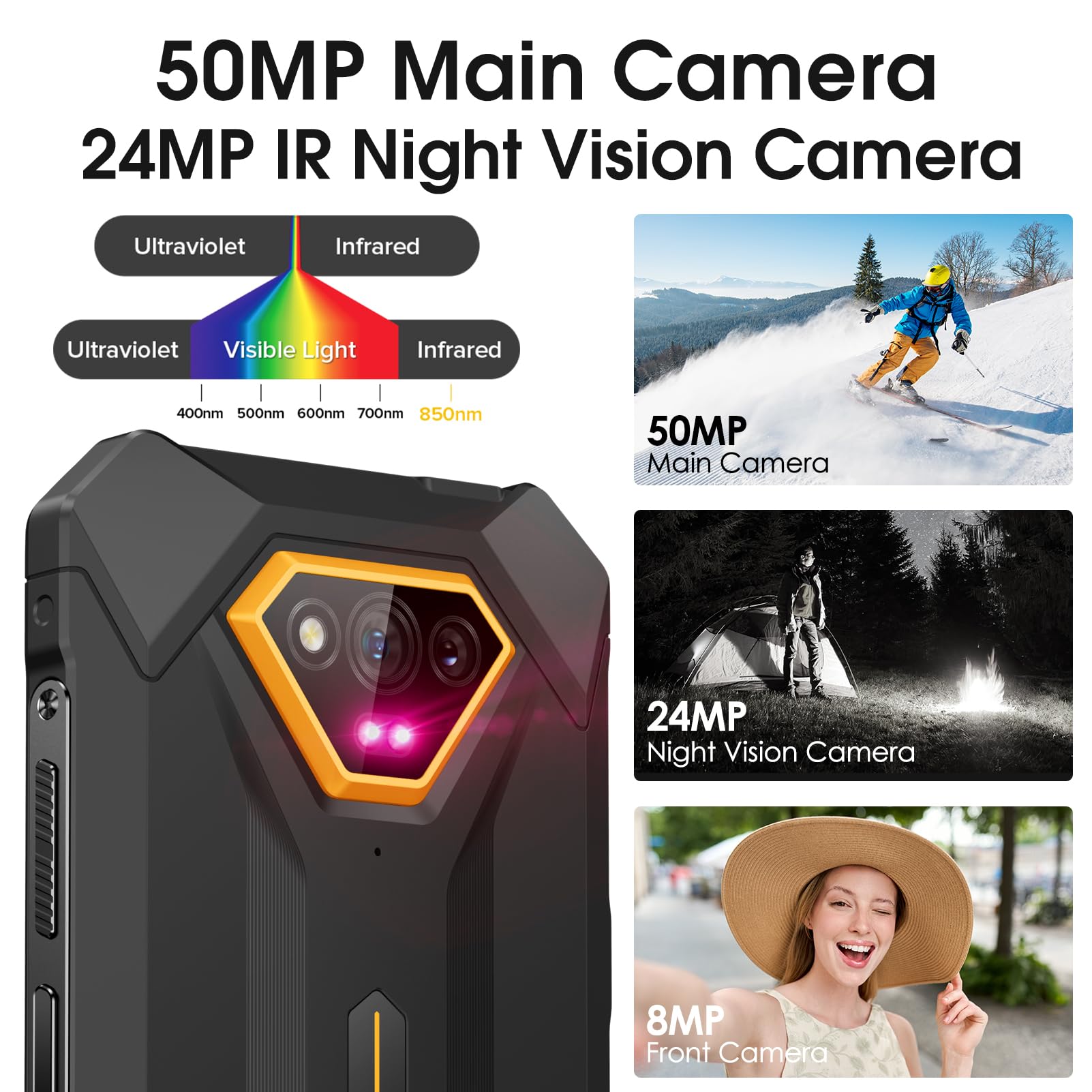 Ulefone Rugged Phones, Armor X13 (12+64GB), 50MP Rear Camera, 24MP Night Vision Camera, Android 13 OS Rugged Smartphone, 6.52β Screen, 6320mAh, NFC, GPS, Package with Exclusive Armor Case- Black