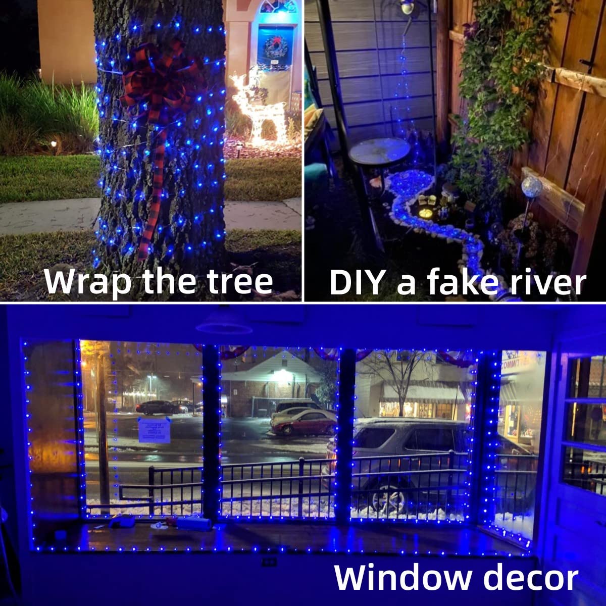 WAKAKA 2 PCS White Solar Christmas Lights Outdoor Waterproof, Each 66ft 200 LED Solar String Lights, 8 Modes Solar Fairy Lights