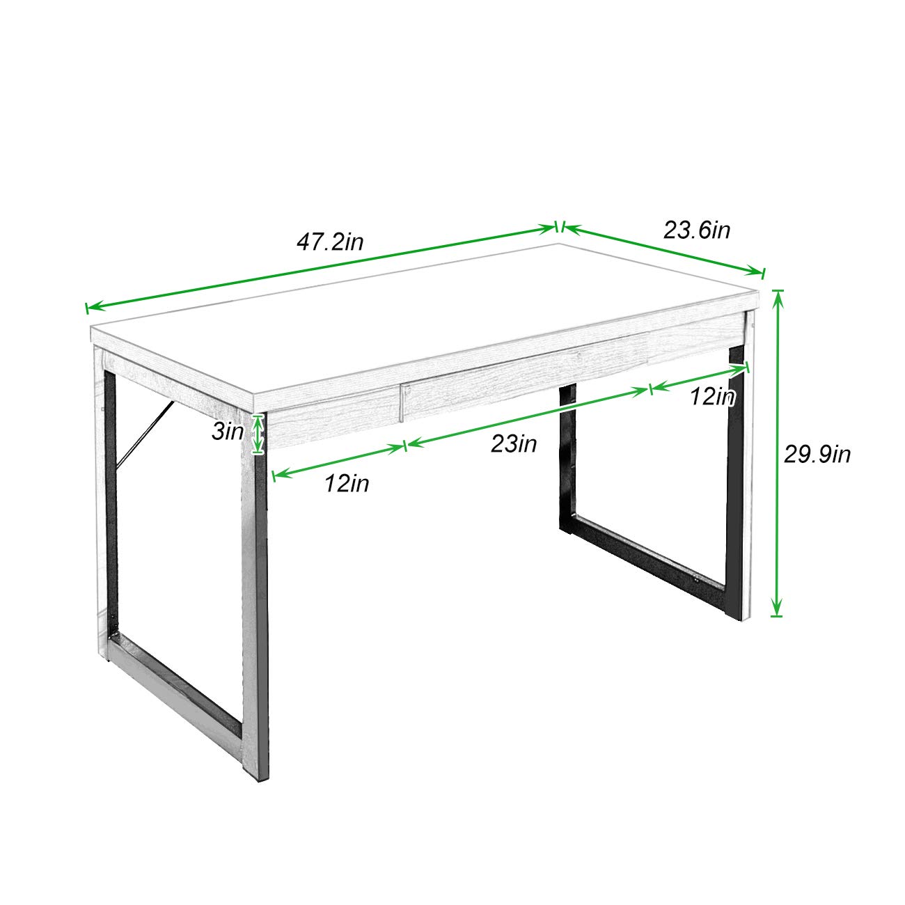soges 47 inch Computer Desk with Drawer, Sturdy Home Office Writing Desk, Storage Drawer Study Desk