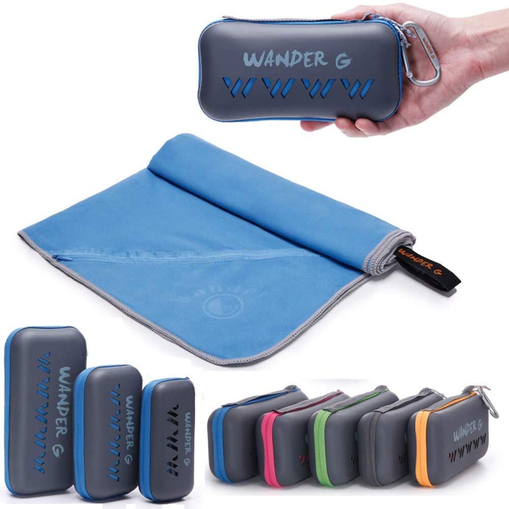 Wander G Microfiber Towel Fast Drying Camping Towel Ultra Soft Compact for Travel Beach Hiking Backpacking Yoga Gym Sports (Blue, Medium (24 x 48 inches))