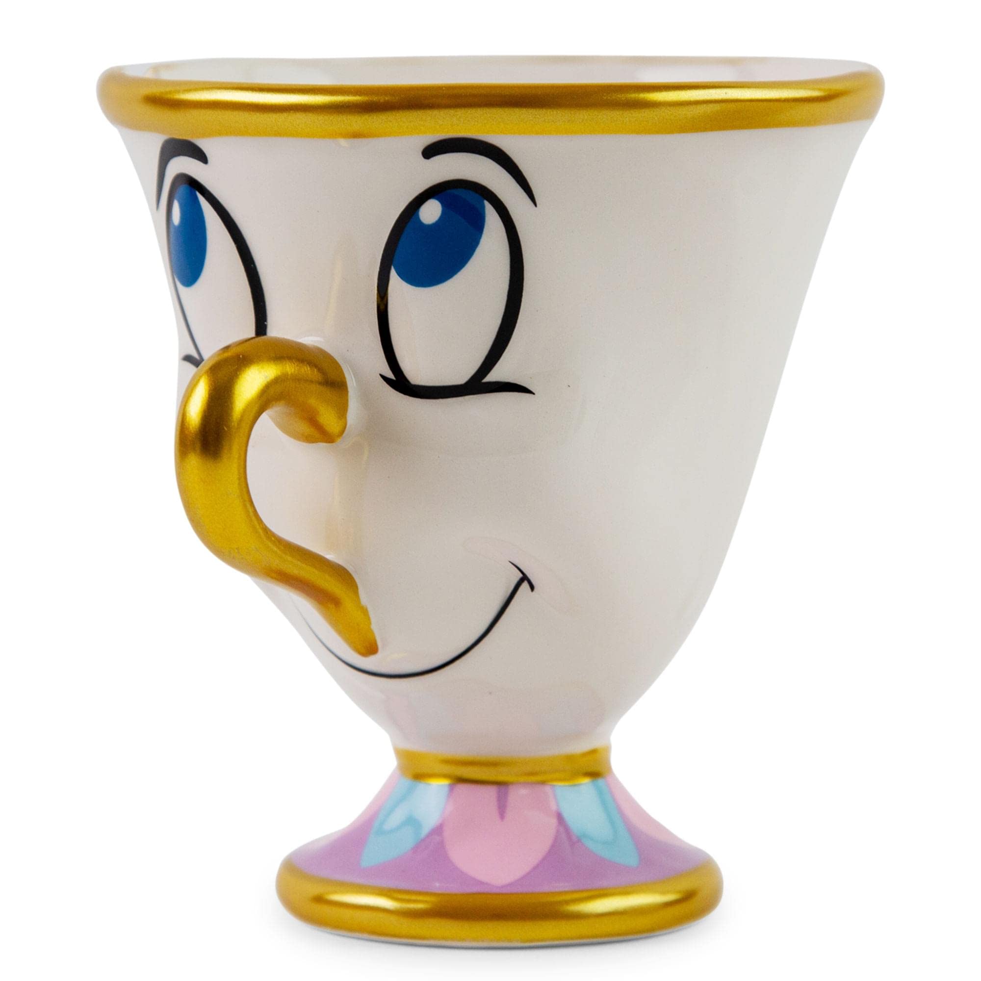 Silver Buffalo Disney Beauty and the Beast Chip Gold Metallic Trim Ceramic 3D Sculpted Mug, 20 Ounces