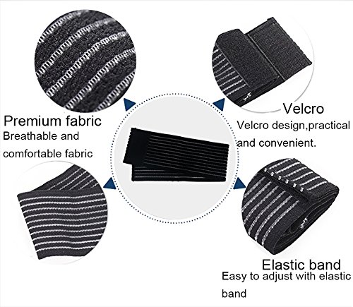 ThreeH Wrist Calf Knee Brace Compression Wrap Support Bandage Brace Guard Injury Pain Sports Pad S28,Black(pack of 2)