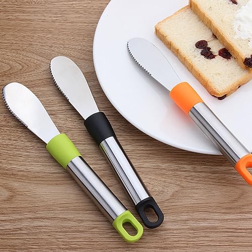 WISELADY Spatulas with Serrated, butter knife, Heat-Resistant Spatulas, Cheese Spreader Jam Butter Spreaders Cream Knife, BPA Free and Dishwasher Safe (Black)
