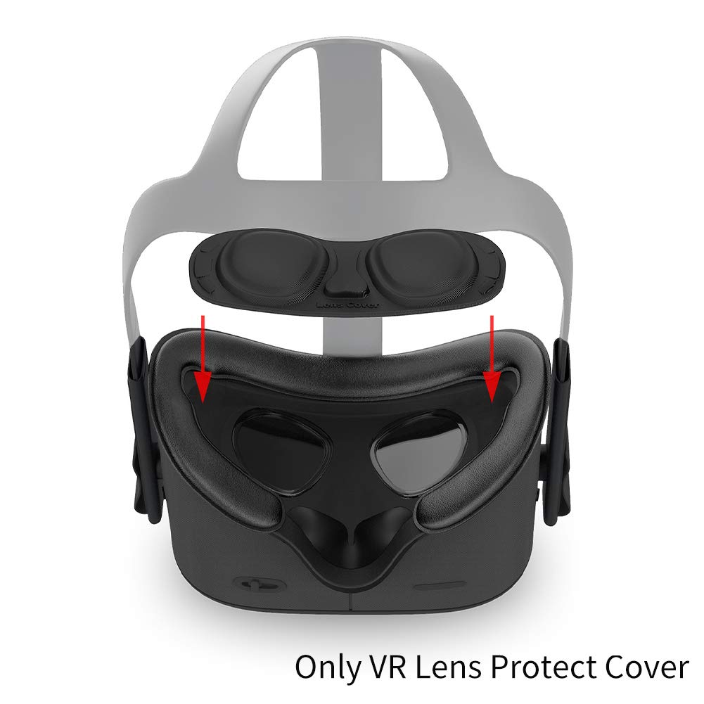 VR Lens Protect Cover, Protect Cover for Oculus Quest VR Lens Dust Cover, Washable, Collision-Proof Cap Sleeve, Black