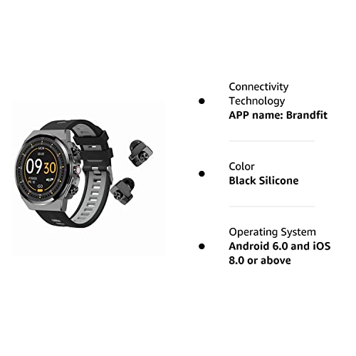 Tuanzi JM08 2 in 1 Smart Watch with Earbuds 1.28" Smartwatch TWS HiFi Stereo Wireless Headset Combo Bluetooth Phone Call for Android iOS (Black Silicone)