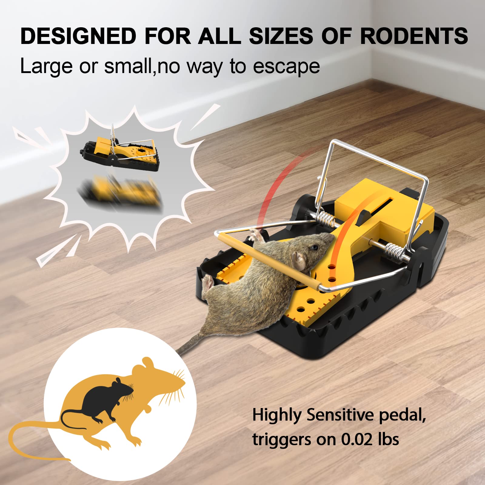 TOIUOT Mouse Traps Indoor for Home,Quick Sensitive Effective Mouse Trap, Powerful Rat Traps Indoor with Teeth-Like Design Bait Cup, Reusable Sanitary Mice Traps for House Indoor Outdoor(12 Pack)