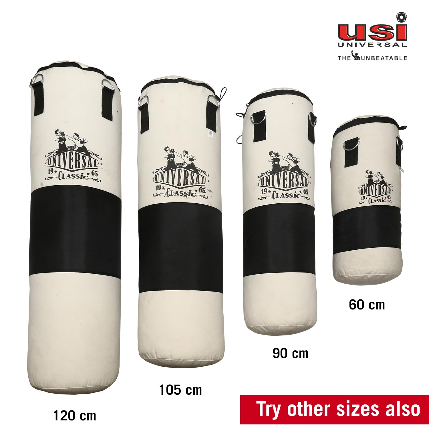 USI Classic Heavy Punch Bag Unfilled with Chain Set for Boxing MMA Kickboxing (2ft.)