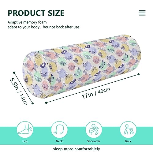 Vnurnrn Butterflies Moths Neck Support Pillow Round Neck Roll Bolster Cylinder Pillow Cervical Pillows Bolster Pillow for Leg Knee Back Head Support for Work Women Men Traveling Headrest