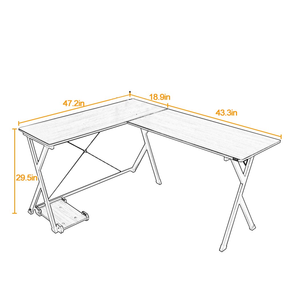 sogesfurniture L-Shaped Desk Corner Table Computer Desk Workstation Desk PC Laptop Office Desk L Desk, Black BHUS-ZJ1-BK