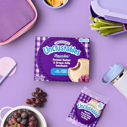Smucker's Uncrustables Frozen Peanut Butter & Grape Jelly Sandwiches, 10 Count, Thaw & Eat
